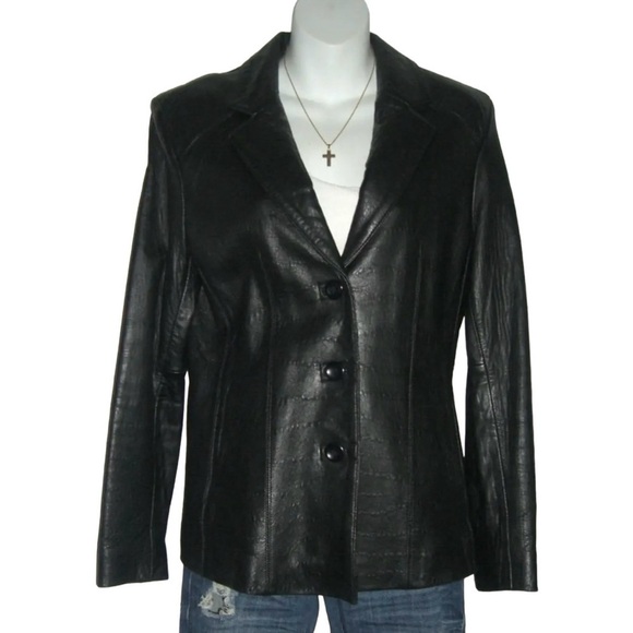 D’linea | Jackets & Coats | Vintage 9s Dlinea Leather Black Textured ...